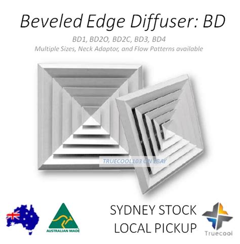 Multiple Sizes Types Square Ceiling Duct Beveled Edge Air Diffuser