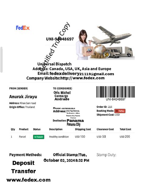 Fedex Delivery Payment Receipt Pdf