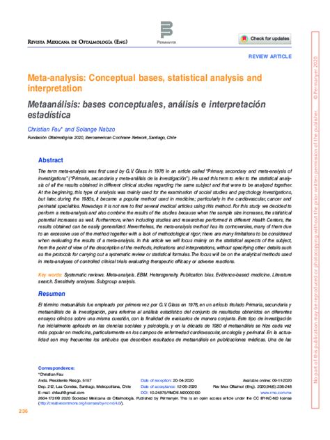 Pdf Meta Analysis Conceptual Bases Statistical Analysis And