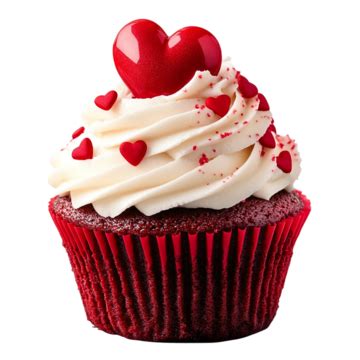 Heart Themed Cupcake Red Velvet Cupcake Heart Sprinkles Festive