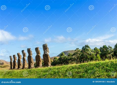 Seven Ahu Akivi Moai Which Are The Only Moai To Face The Sea Easter