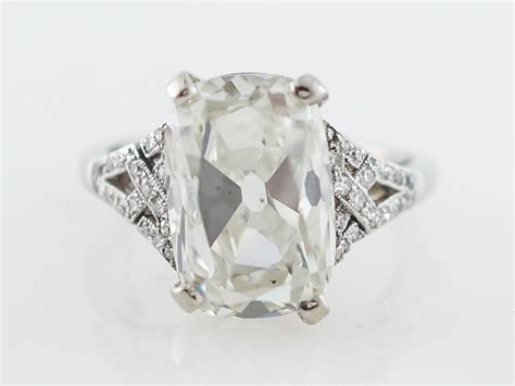 Vintage 5 Carat Cushion Cut Diamond Engagement Ring Filigree Jewelers