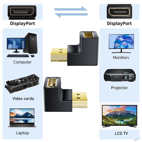 90 Degreen Displayport Cable Adapter Right Left Angle Displayport Adapter Converter Displayport