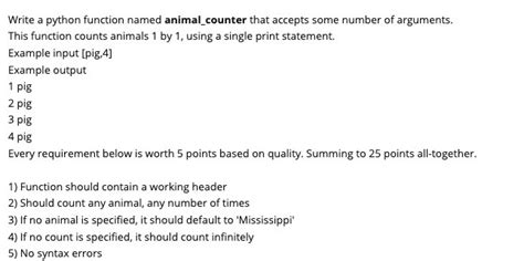 Solved Write A Python Function Named Animalcounter That