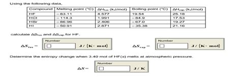 solved using the following data calculate delta s fusion delta s vap 1 answer