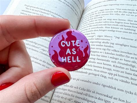 Cute As Hell Button Badge Round Circle Pin Angelic Hell Pit Supernatural Horror Lover