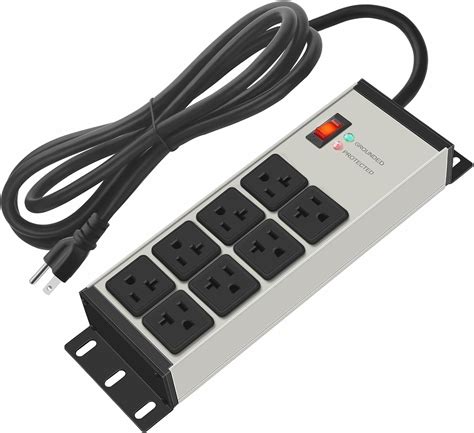 Cccei Heavy Duty Power Strip Surge Protector 20 Amp 8 Outlets 12 Gauge Industrial