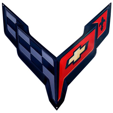 C8 Corvette Black Crossed Flag Wall Emblem Large Metal Art Full 20 By