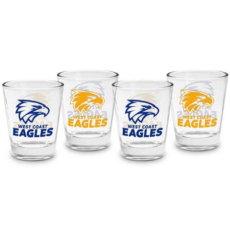 West Coast Eagles 4 Pack Shot Glasses Jerseys Megastore
