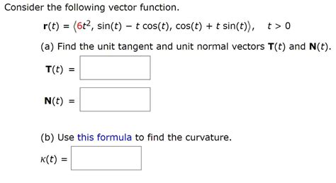 Solved Consider The Following Vector Function Rt 6t Sin