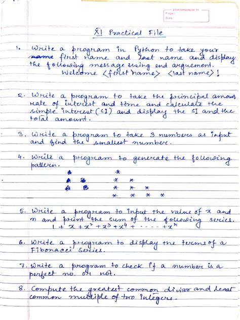 Class Xi Practical File Pdf