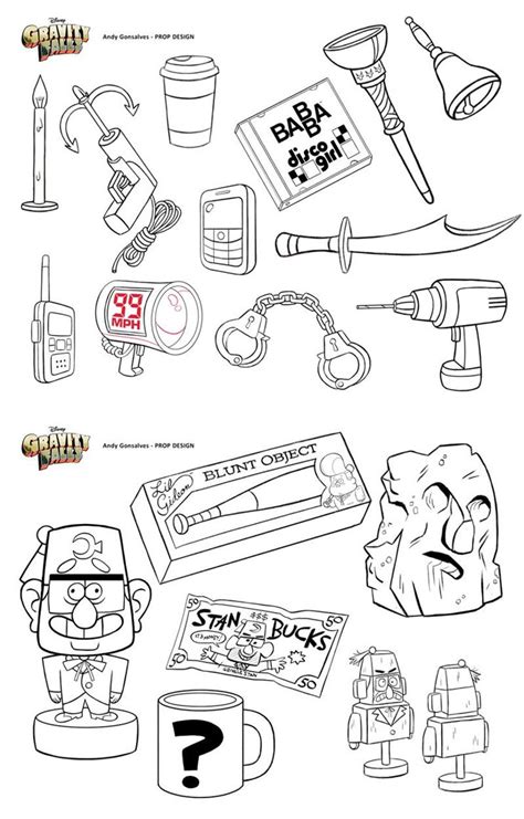 Artes De Produção Do Seriado Gravity Falls Props Concept Gravity Falls Characters Prop Design
