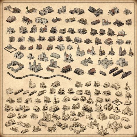 Wild West Vintage Assets Fantasy Map Symbols Complete Pack