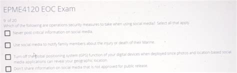 Epme4120 Eoc Exam 9 Of 20 Which Of The Following Are Operations