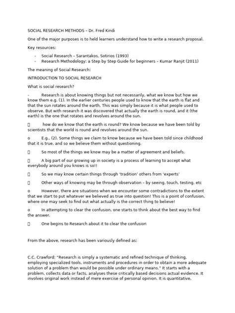 Social Research Methods Class Notes Pdf Sampling Statistics