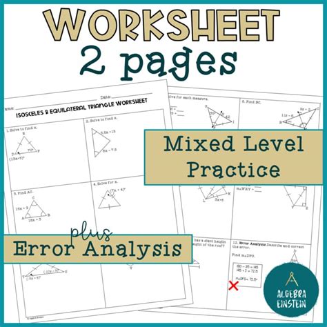 Isosceles And Equilateral Triangles Notes And Worksheets For Geometry