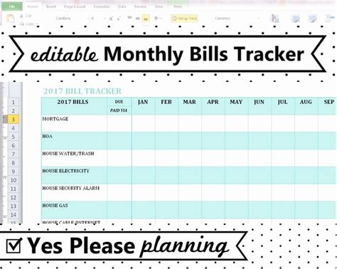 Excel Monthly Bill Template Shooters Journal