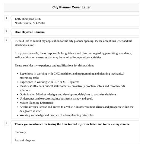 City Planner Cover Letter Velvet Jobs