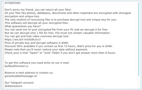 Bufalofiremailcc Ransomware Virus Restore Decrypt Encrypted Files