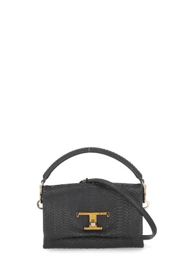 Tods Black Python Leather Bag Modesens