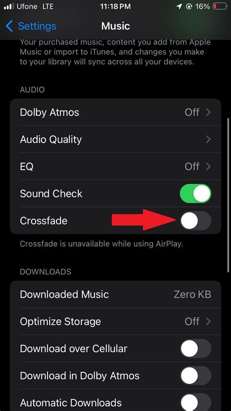 how to enable crossfade transitions in apple music in ios 17