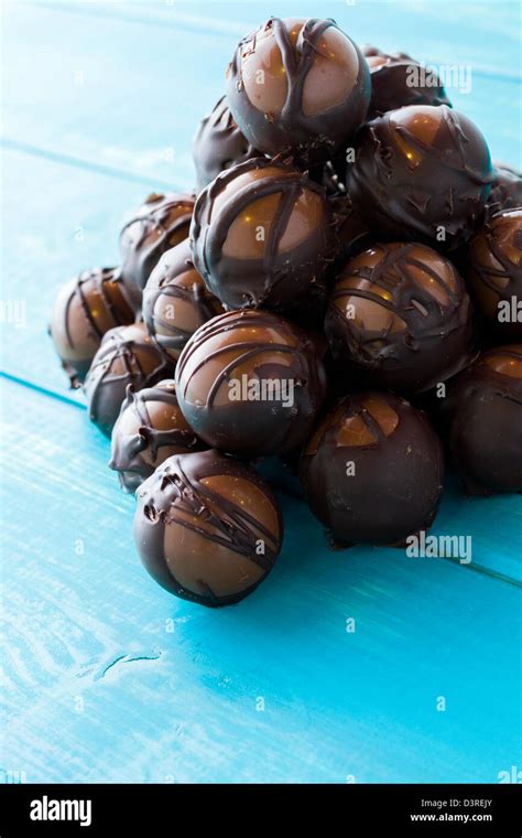 Gourmet Dark Milk Chocolate Truffles Hand Made By Chocolatier Stock