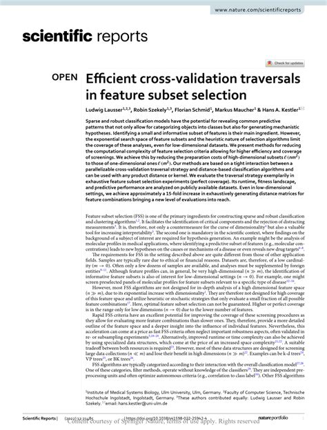Pdf Efficient Cross Validation Traversals In Feature Subset Selection