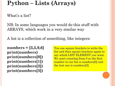 Ppt Python Lists Arrays Whats A List Powerpoint Presentation