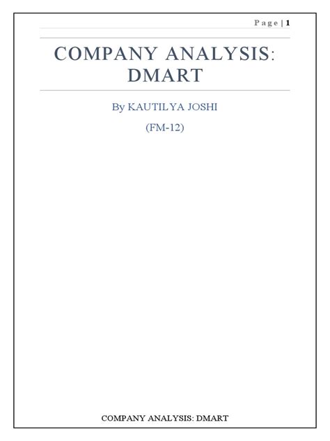 Dmart Company Analysis Pdf Retail Dividend