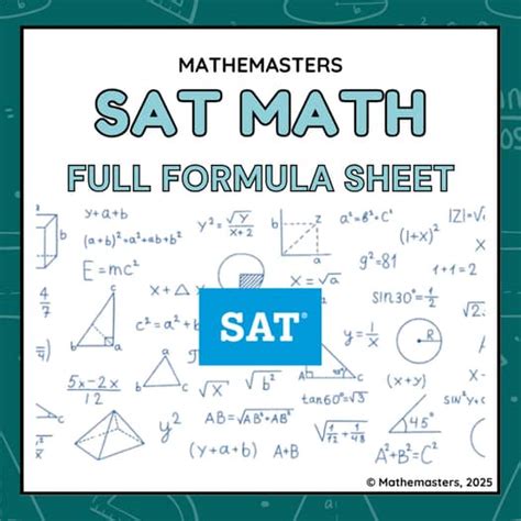 Sat Math Full Formula Sheet By Mathemasters Tpt