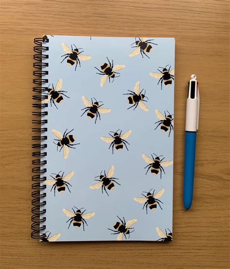 Blue Bumble Bee Notebook Amysdesignsuk Etsy Uk