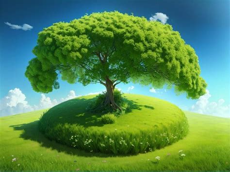 Premium Ai Image Green Background With Grass And Cloud Modeling