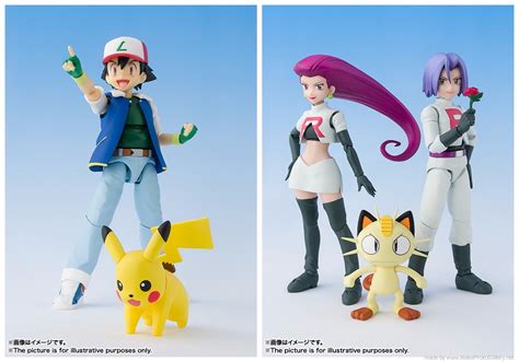 Sh Figuarts Pokemon Ash Ketchum And Pikachu And Jessie And Meowth And James