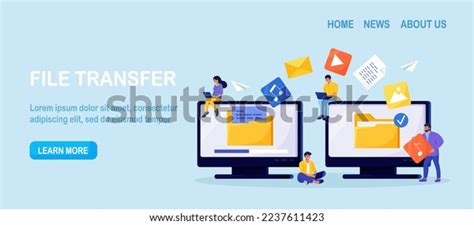 File Transfer Two Computers Folders On Stock Vector Royalty Free Shutterstock