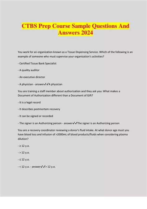 Ctbs Prep Course Sample Questions And Answers 2024 Ctbs Stuvia Us