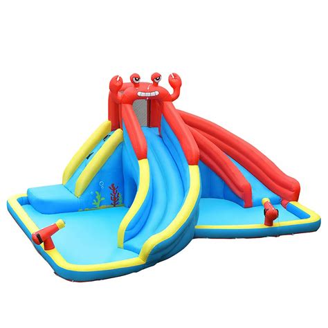 Costway Inflatable Water Slide Crab Dual Slide Bounce House Splash Pool