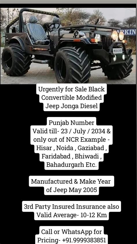 V B On Linkedin Urgently For Sale Black Convertible Modified Jeep