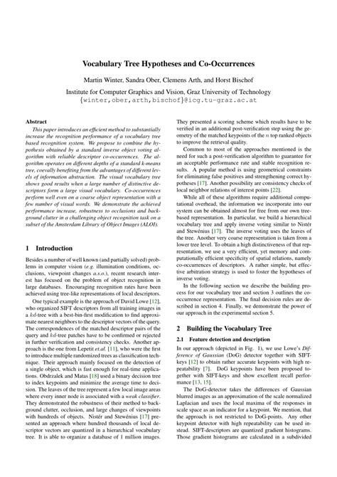 Pdf Vocabulary Tree Hypotheses And Co Occurrences