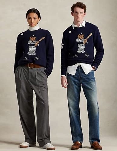 498 Polo Ralph Lauren Yankees Bear Sweater Unisex Navy Xxl 100 Wool
