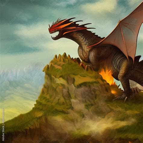 Fantasy Evil Dragon Portrait Surreal Artwork Of Danger Dragon From