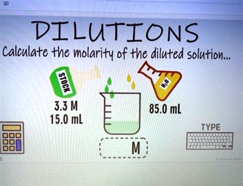 DILUTIONS Calculate The Molarity Of The Diluted Solution M ML ML TYPE