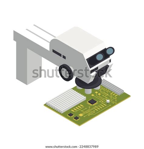 Semiconductor Chip Production Isometric Icons Composition Stock Vector