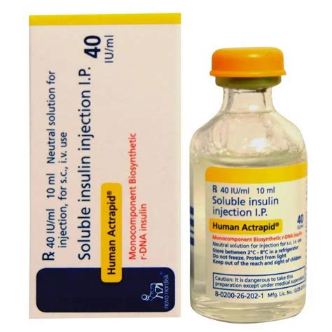 10ml Human Actrapid Soluble Insulin Injection 40 Iuml At Best Price