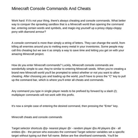 Minecraft Console Commands And Cheatsmhzwdpdfpdf Docdroid