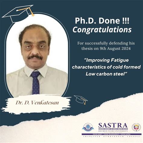 Sastra University Research Community On Linkedin Phdachievement