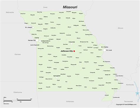Printable Map Of Missouri With Counties And Cities Free Usa Maps