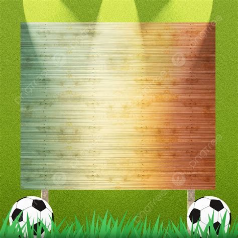 Texture Of Grass Background With A Billboard And Football Photo And