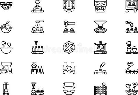 Food Processing Icons Collection Is A Vector Illustration With Editable Stroke Stock Vector