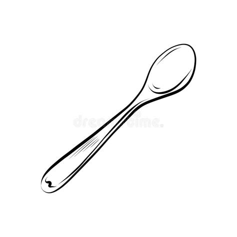 Line Drawing Line Art Teaspoon Stock Vector Illustration Of