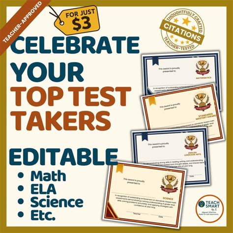 Editable Student Awards Printable Test Assessment And Benchmark
